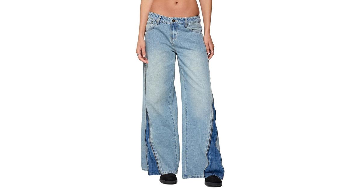 Edikted Kiarah Low Rise Bootcut Jeans in Blue | Lyst