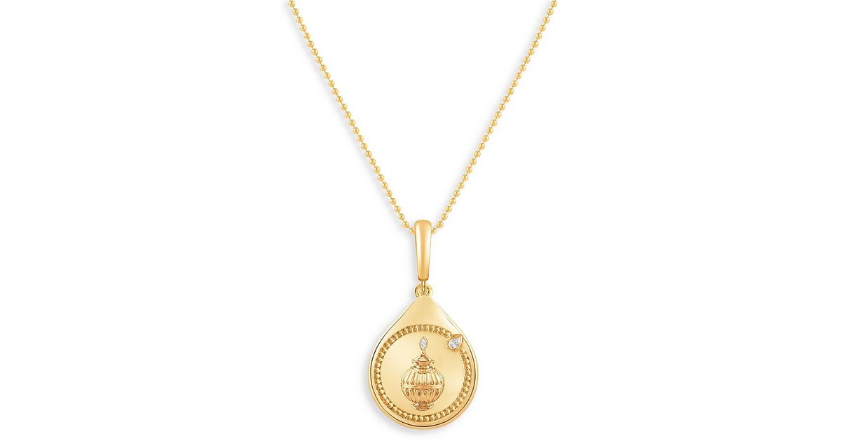 Harakh Diamond Accent Kalasha Pendant Necklace in Metallic | Lyst