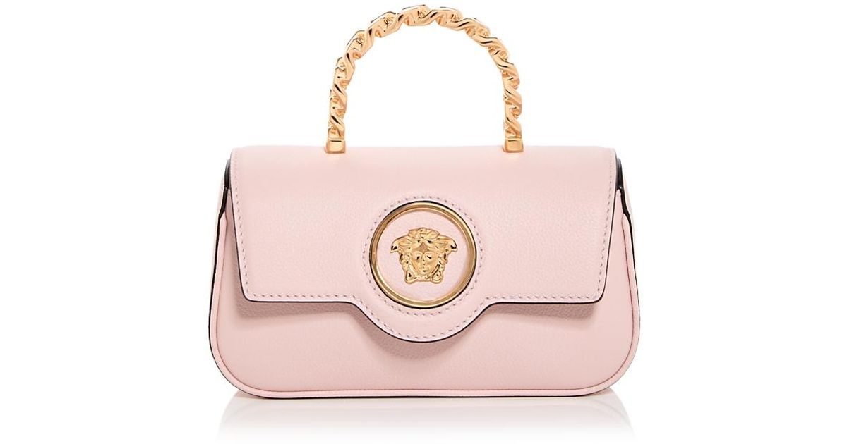 Versace La Medusa Leather Top Handle Crossbody in Pink | Lyst