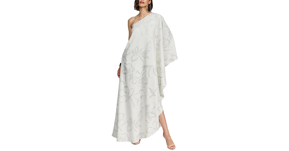 Halston Nevean Floral Crepe Caftan Dress in White | Lyst