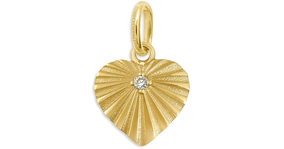 Gigi Clozeau 18K Heart Lumiere Diamond Sunray Heart Pendant in Metallic ...