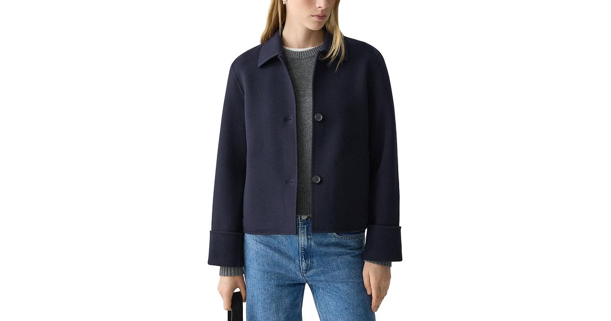 Theory Wool & Cashmere Boxy Cuffed Jacket in Blue | Lyst