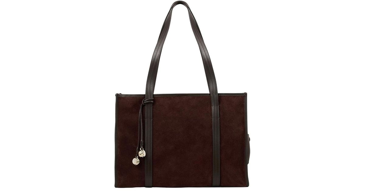 Sandro Medium Soft Suede Tote Bag in Brown | Lyst