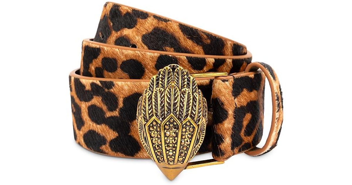 Kurt Geiger Calf Hair Leopard Print Belt in Brown | Lyst