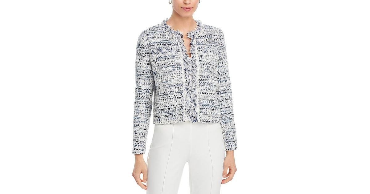 Kobi Halperin Ricki Fringe Trim Tweed Jacket in White | Lyst