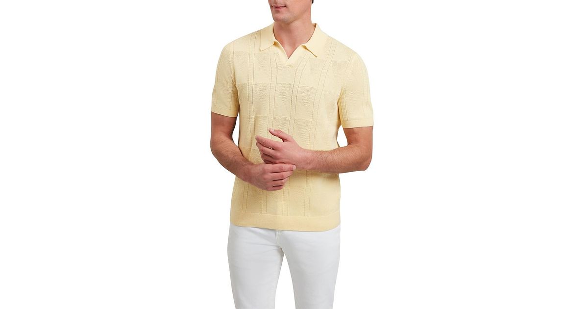 Ted Baker Willden Short Sleeve Open Neck Cotton Polo in Yellow for Men ...