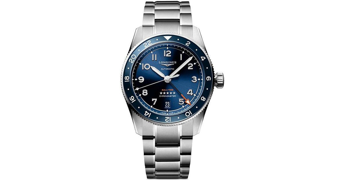 Longines Spirit Zulu Time Watch, 39Mm in Gray for Men | Lyst