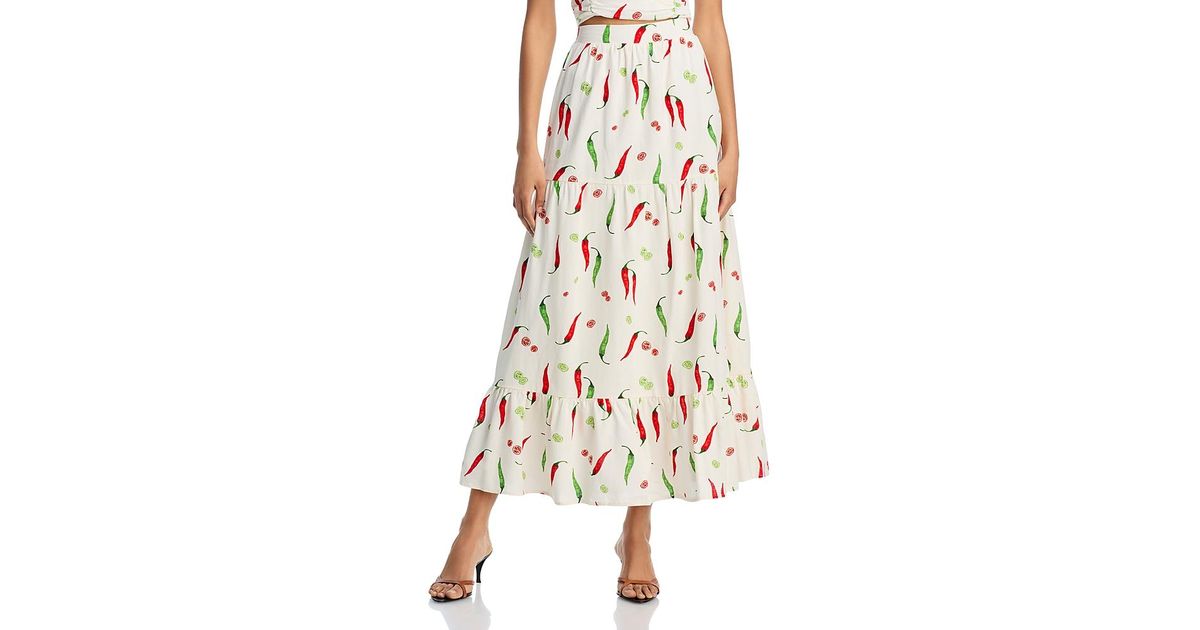 Aqua Chili Pepper Midi Skirt | Lyst