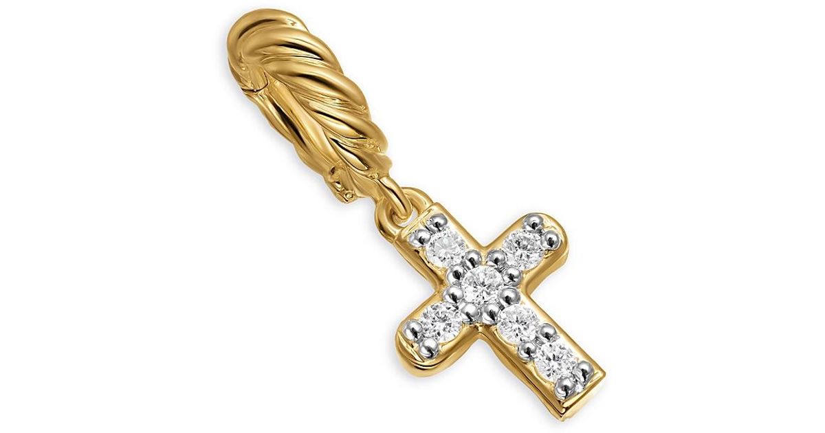 David Yurman Micro Pave Cross Amulet in Metallic | Lyst