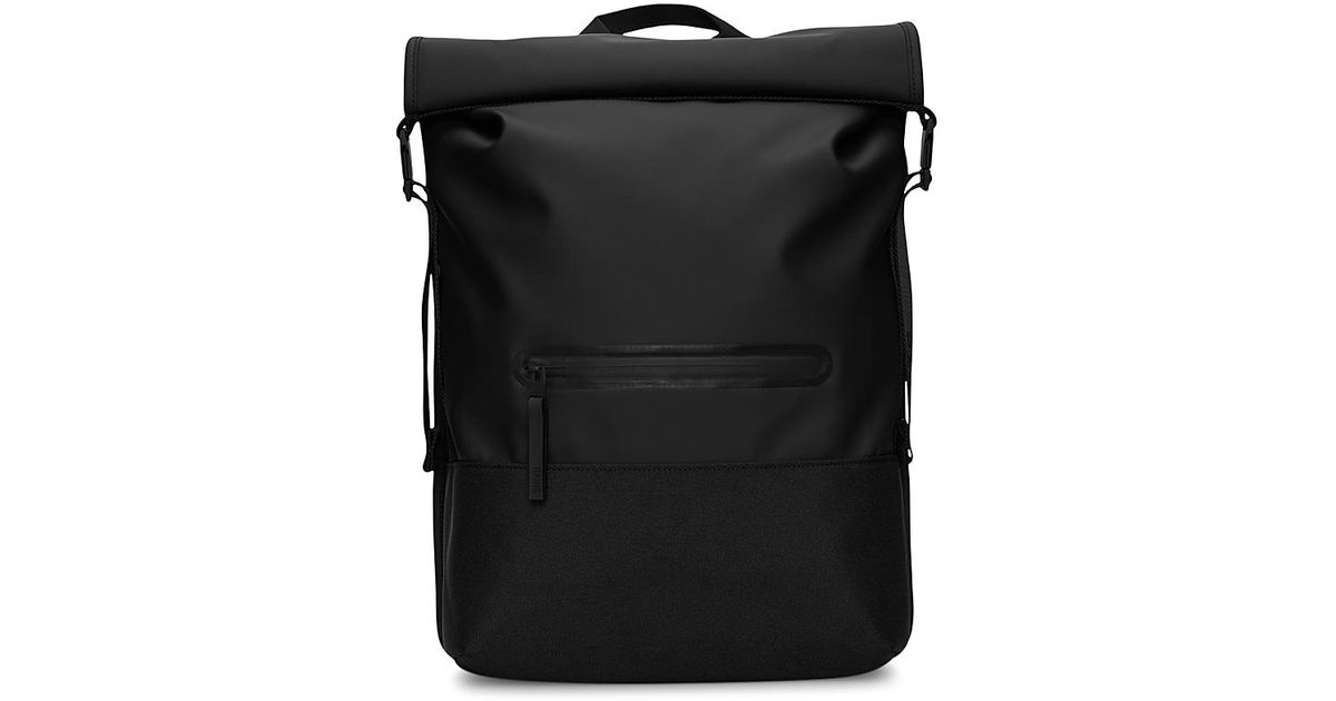 Rains Trail Faux Leather Roll Top Backpack in Black for Men | Lyst