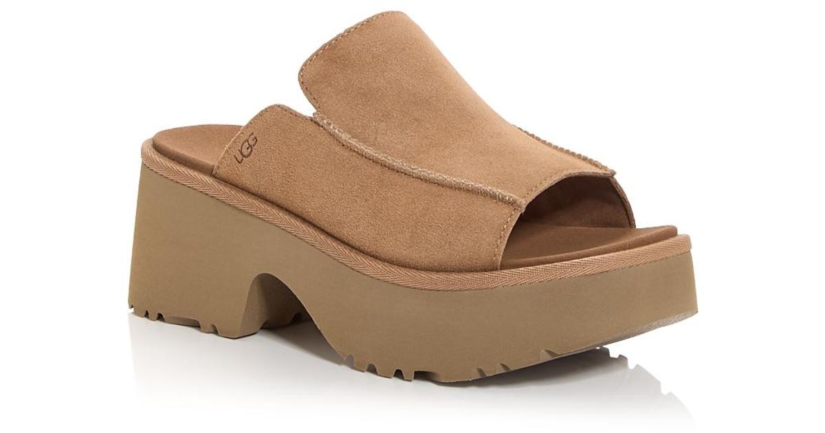 UGG New Heights Platform Slide Sandals in Brown | Lyst