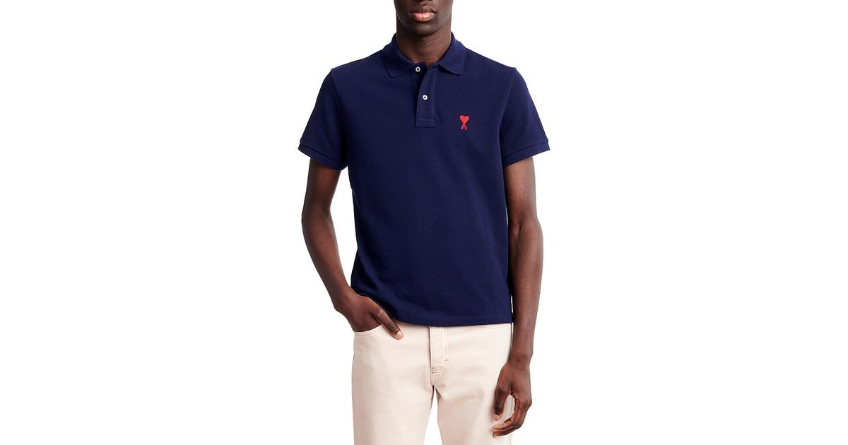 Ami Paris Classic De Coeur Regular Fit Polo Shirt in Blue for Men | Lyst