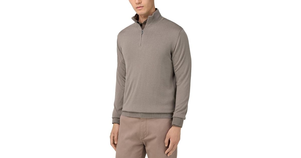 BOGGI Extra Fine Merino Wool Half Zip Sweater in Gray for Men | Lyst