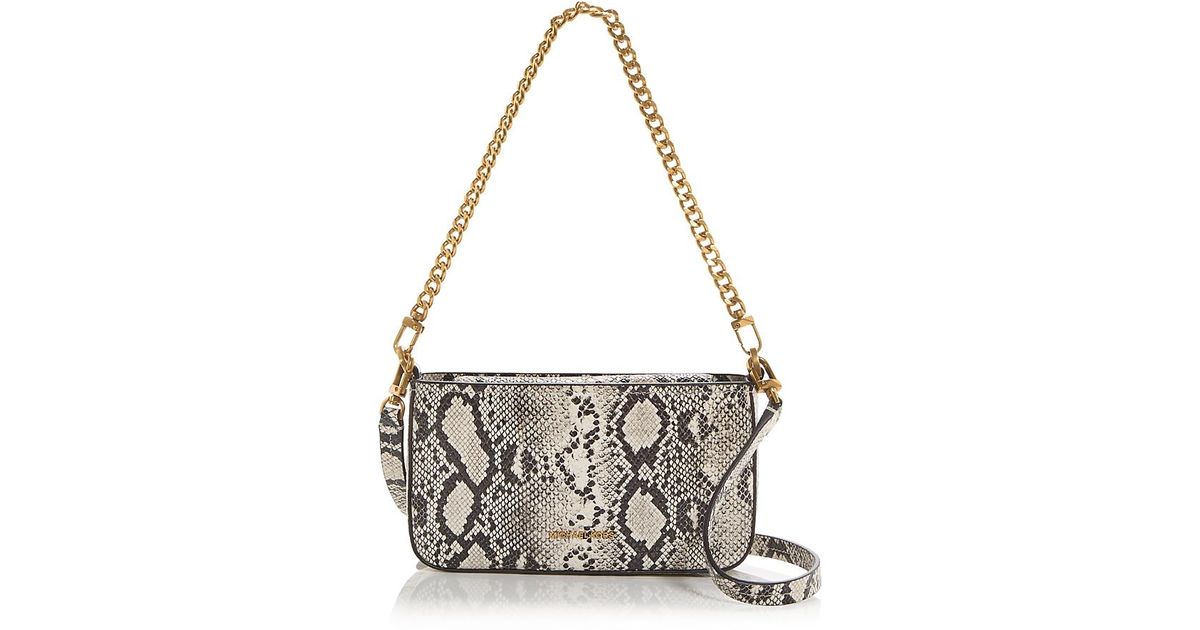Michael Kors Convertible Pochette Snake Embossed Leather Crossbody Bag ...
