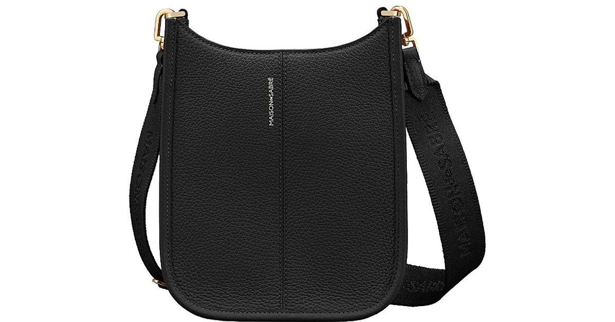Maison De Sabre Leather Mini Saddle Bag in Black | Lyst