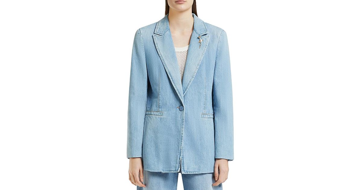Marella Emily Ratajkowski X Denim Blazer in Blue | Lyst