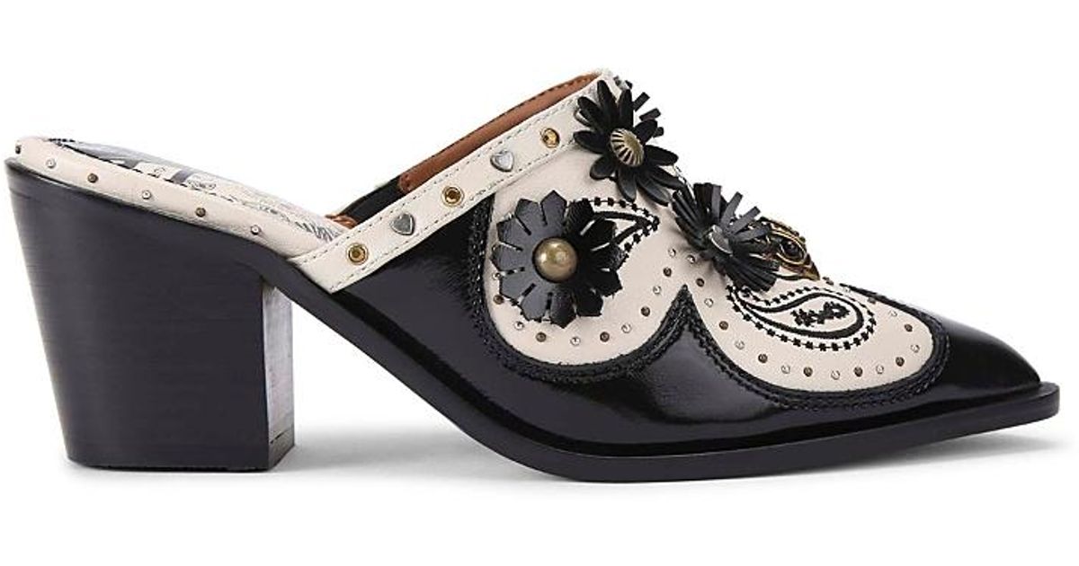 Kurt Geiger Flower Western Mules in Black | Lyst