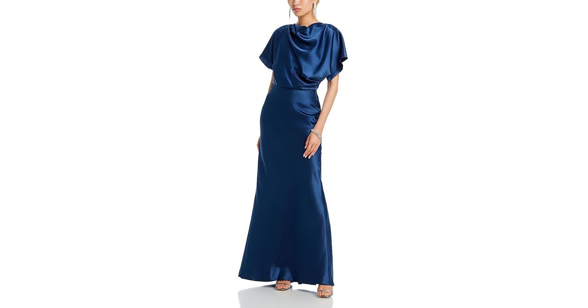 Amsale Fluid Satin Relaxed Drape Gown in Blue | Lyst