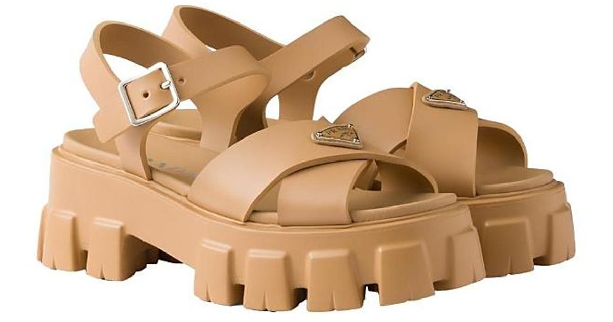 Prada Monolith Rubber Sandals in Natural | Lyst