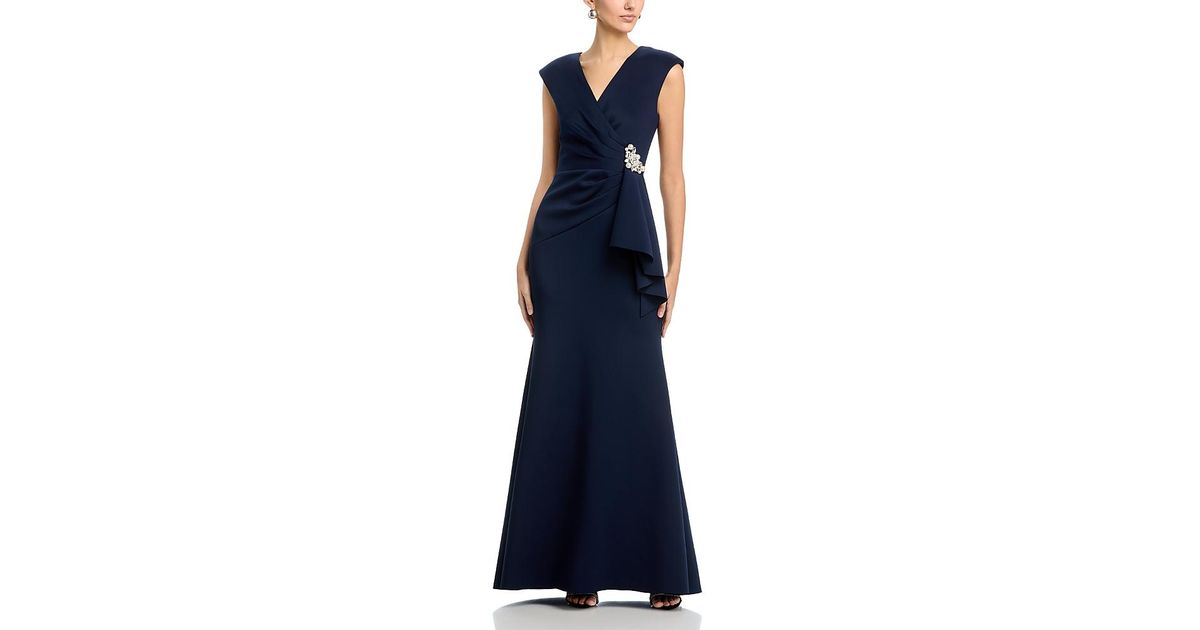 Eliza J Extended Shoulder Drape Front Gown in Blue | Lyst