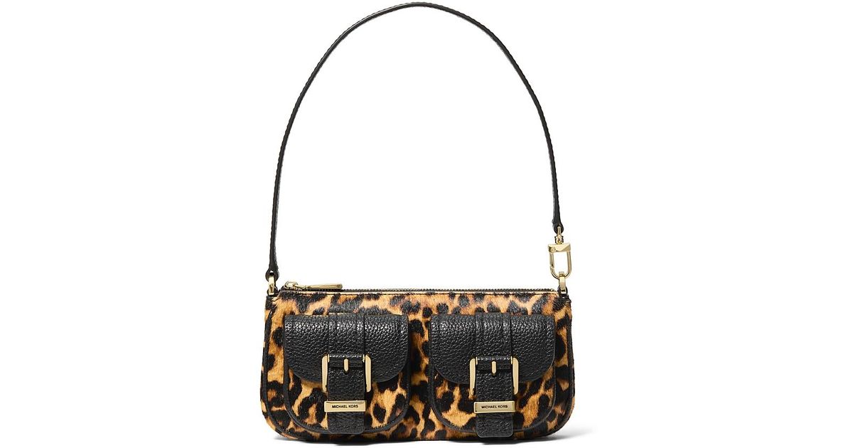 Michael Kors Zoe Small Calf Hair Convertible Pochette in Black | Lyst