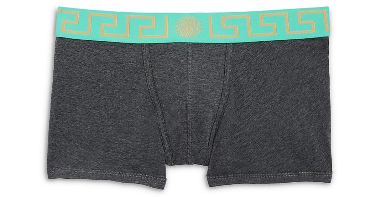 Versace Topeka Cotton Low Rise Logo Trunks in Green for Men | Lyst