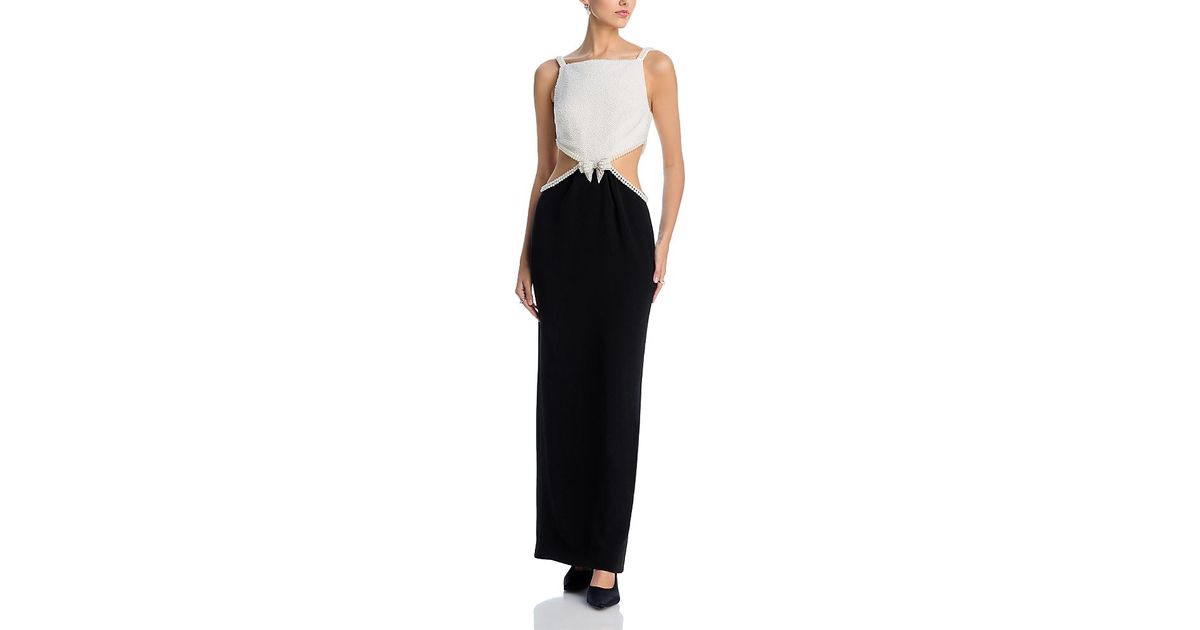 Self-Portrait Crepe Embellished Cutout Gown in Black | Lyst