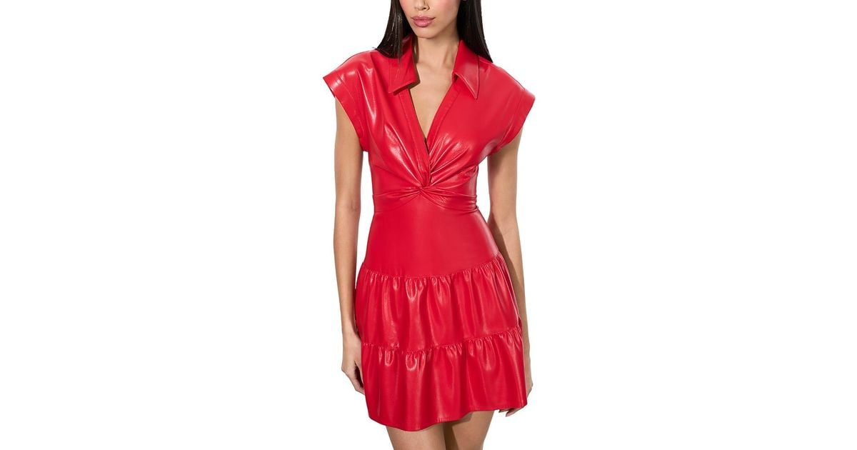 Alice + Olivia Alice And Oliva Mila Faux Leather Dress in Red | Lyst