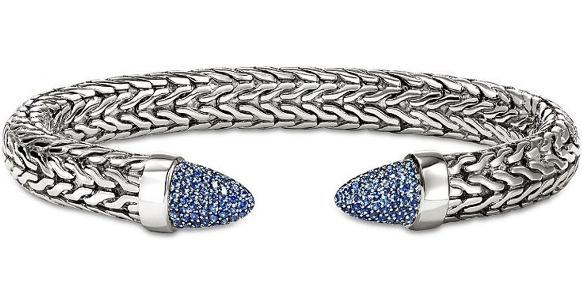 John Hardy Sterling & Sapphire Spear 50 Flex Cuff Bracelet in White ...