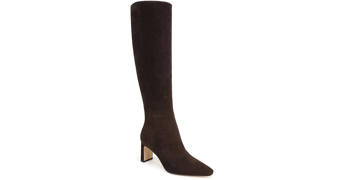 Sam Edelman Sylvia Wide Calf Pointed Toe High Heel Boots in Brown | Lyst UK