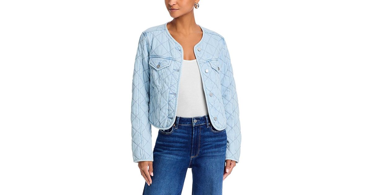 PAIGE Jayla Cropped Diamond Quilted Jacket in Blue | Lyst