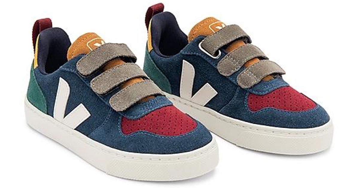 Veja V10 Color Blocked Low Top Sneakers in Blue | Lyst