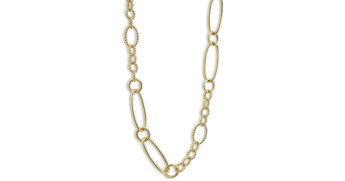 Lagos 18K Signature Caviar Oval Link Chain Necklace, 34 in Metallic ...