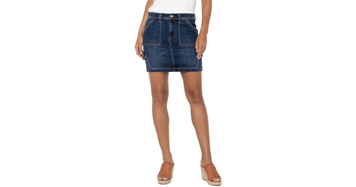 Liverpool Los Angeles Triple Needle Cargo Mini Skirt in Blue | Lyst