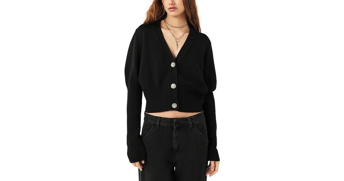 Ba&sh Tanda Cropped Cardigan in Black | Lyst