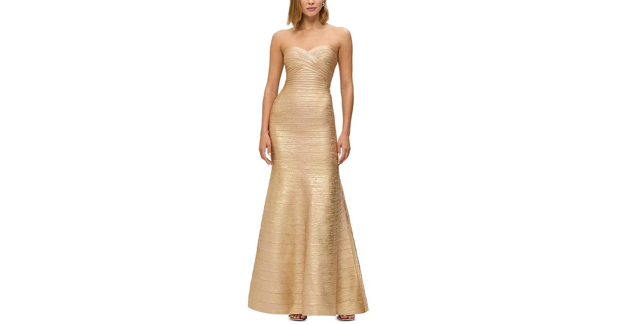 Hervé Léger The Metallic Sara Gown in Natural | Lyst