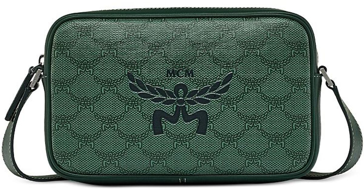 MCM Himmel Small Lauretos Coated Canvas Crossbody Bag in Green for Men ...