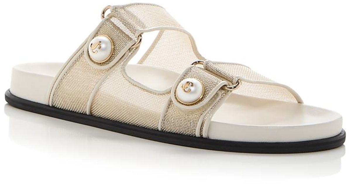 Jimmy Choo Fayence Slide Sandals in White | Lyst