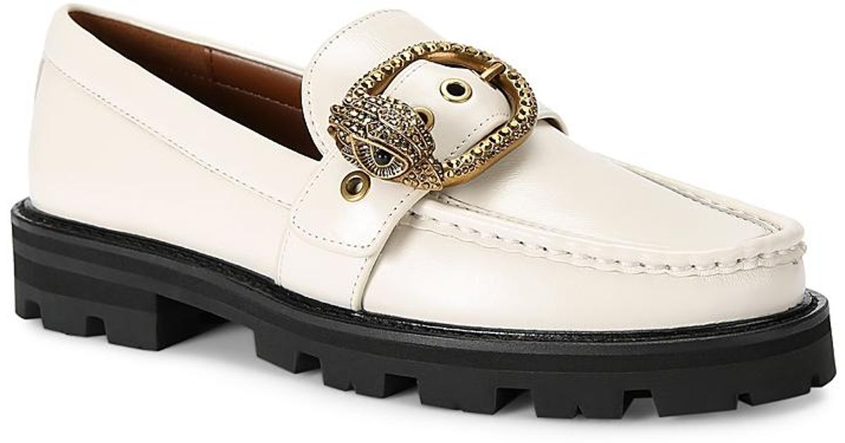 Kurt Geiger Mayfair Moc Toe Loafers in White | Lyst