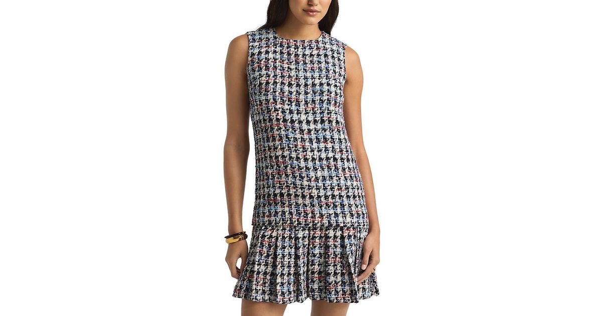 St. John Americana Houndstooth Dress in Blue | Lyst UK
