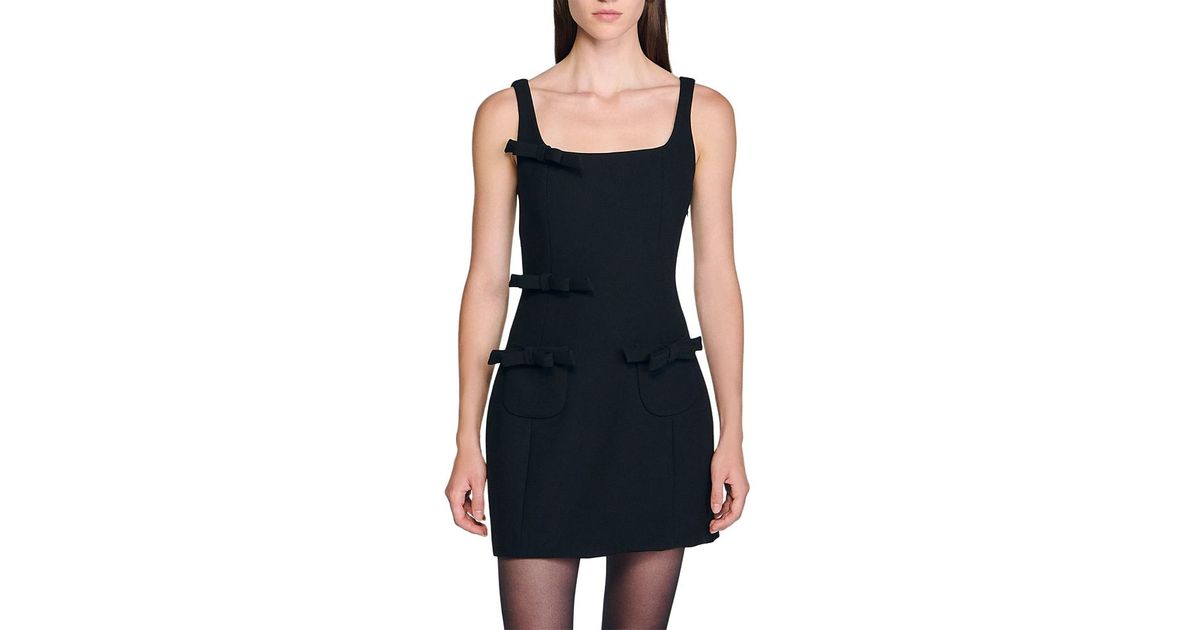 Sandro Short Dress With Bows in Black | Lyst