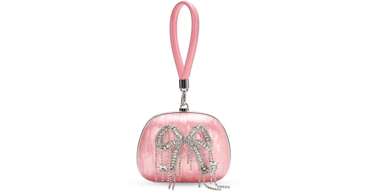 Self-Portrait Pearlescent Top Handle Clutch in Pink | Lyst