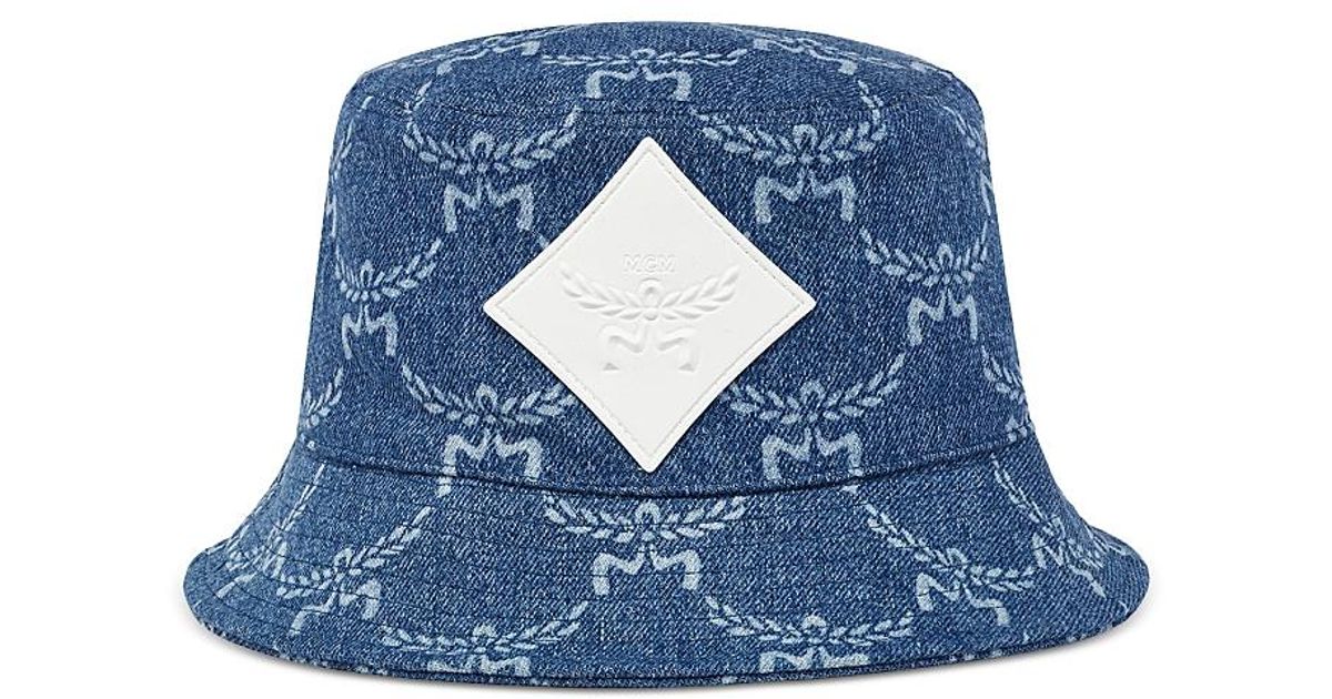 MCM Lauretos Logo Denim Bucket Hat in Blue for Men | Lyst