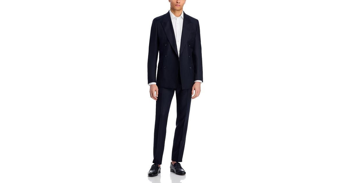 BOSS X David Beckham Double Breasted Wool Suit in Blue for Men | Lyst