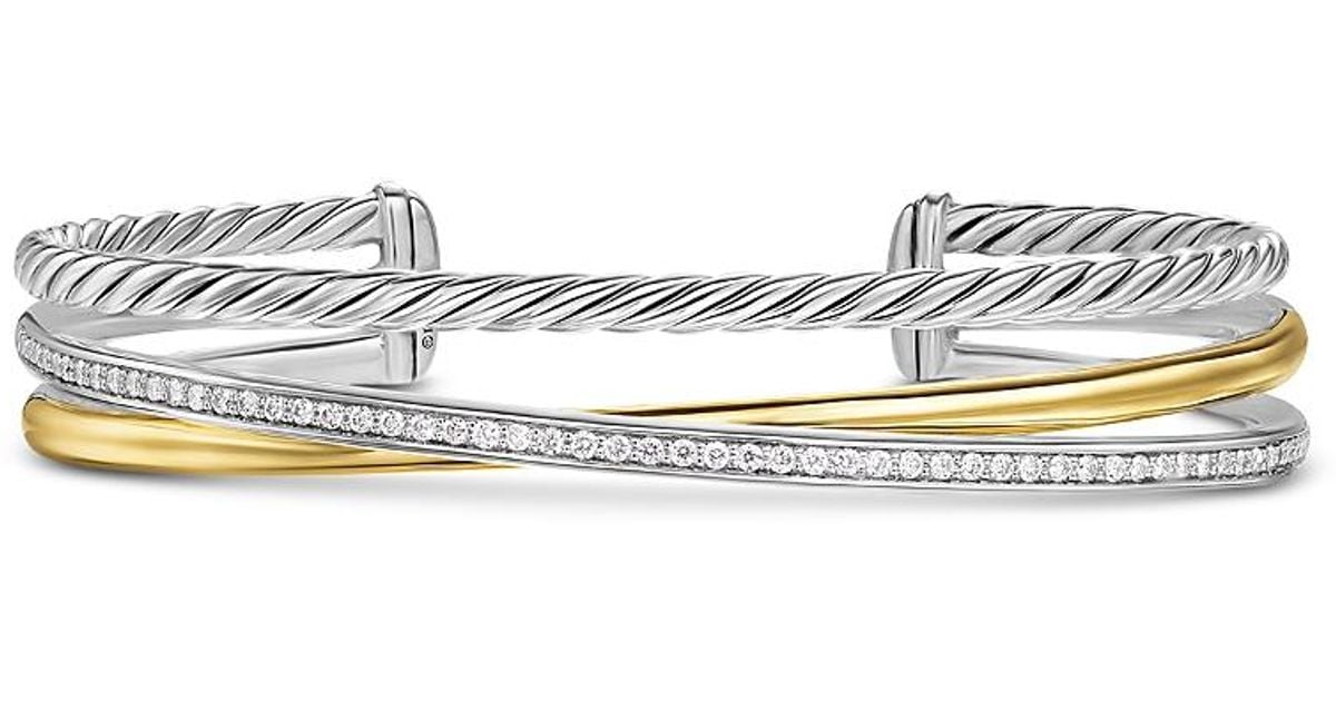 David Yurman Crossover Three Row Bracelet in White | Lyst