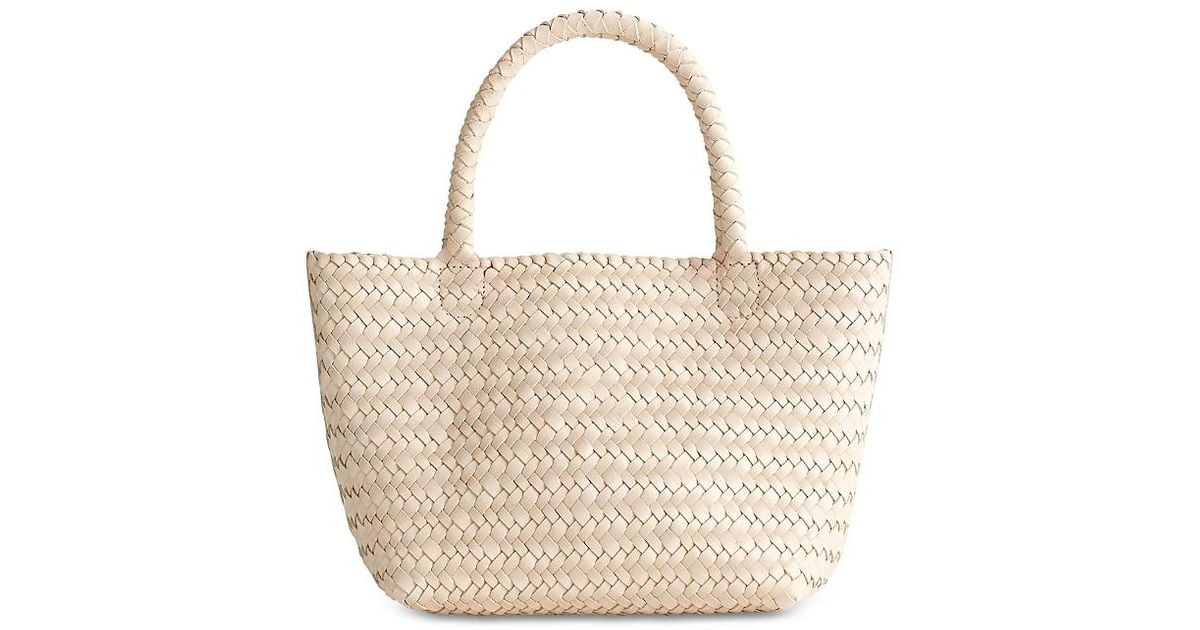 Madewell Handwoven Mini Leather Tote in White | Lyst