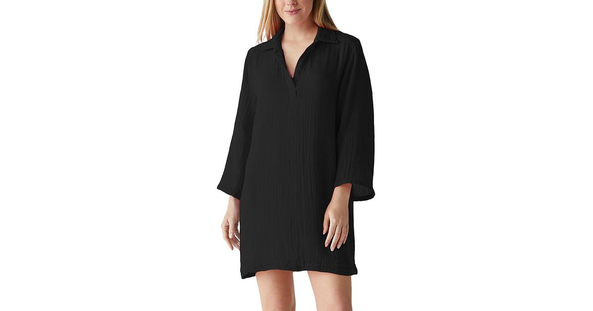 Michael Stars Kini Collared Tunic Dress in Black | Lyst