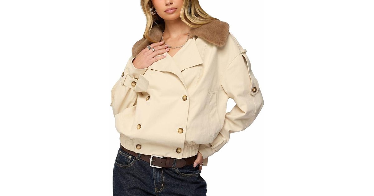 Edikted Detachable Trench Coat in Natural | Lyst