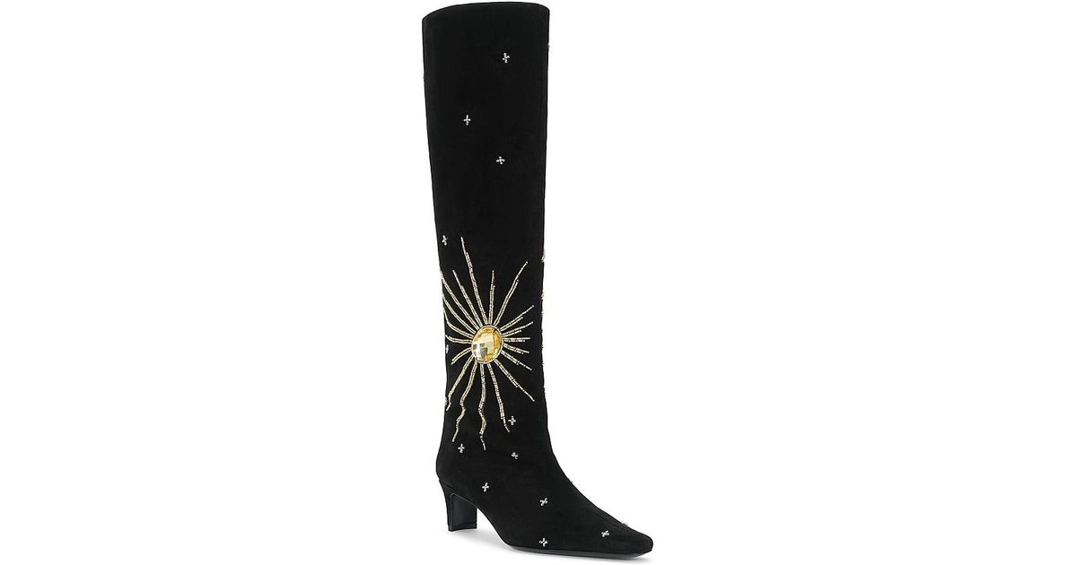 STAUD Wally Embellished Boots in Black | Lyst UK