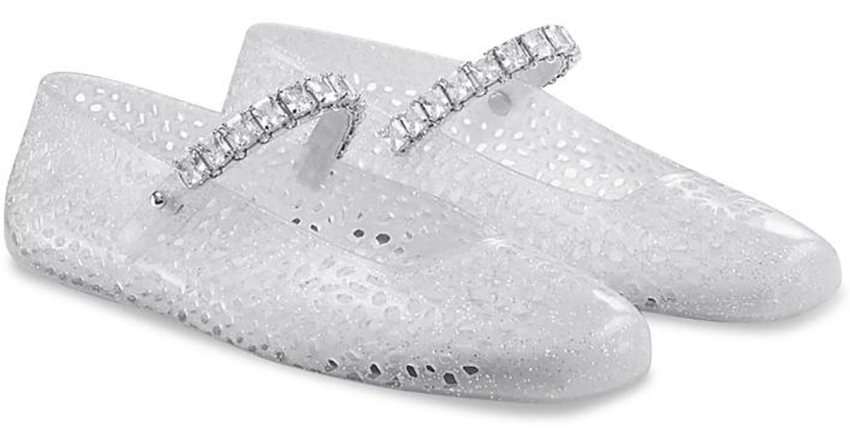 Jimmy Choo The Jelly Transparent Crystal Ballet Flats in White | Lyst